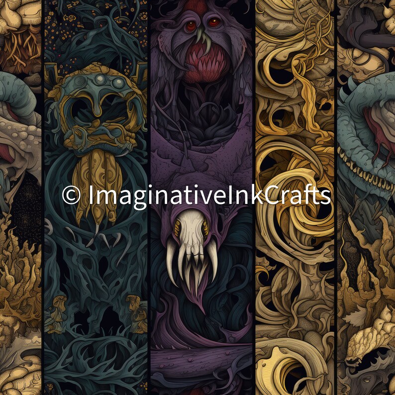 Dark Mythical Creatures: Collection of 20 Seamless Image Patterns - Etsy