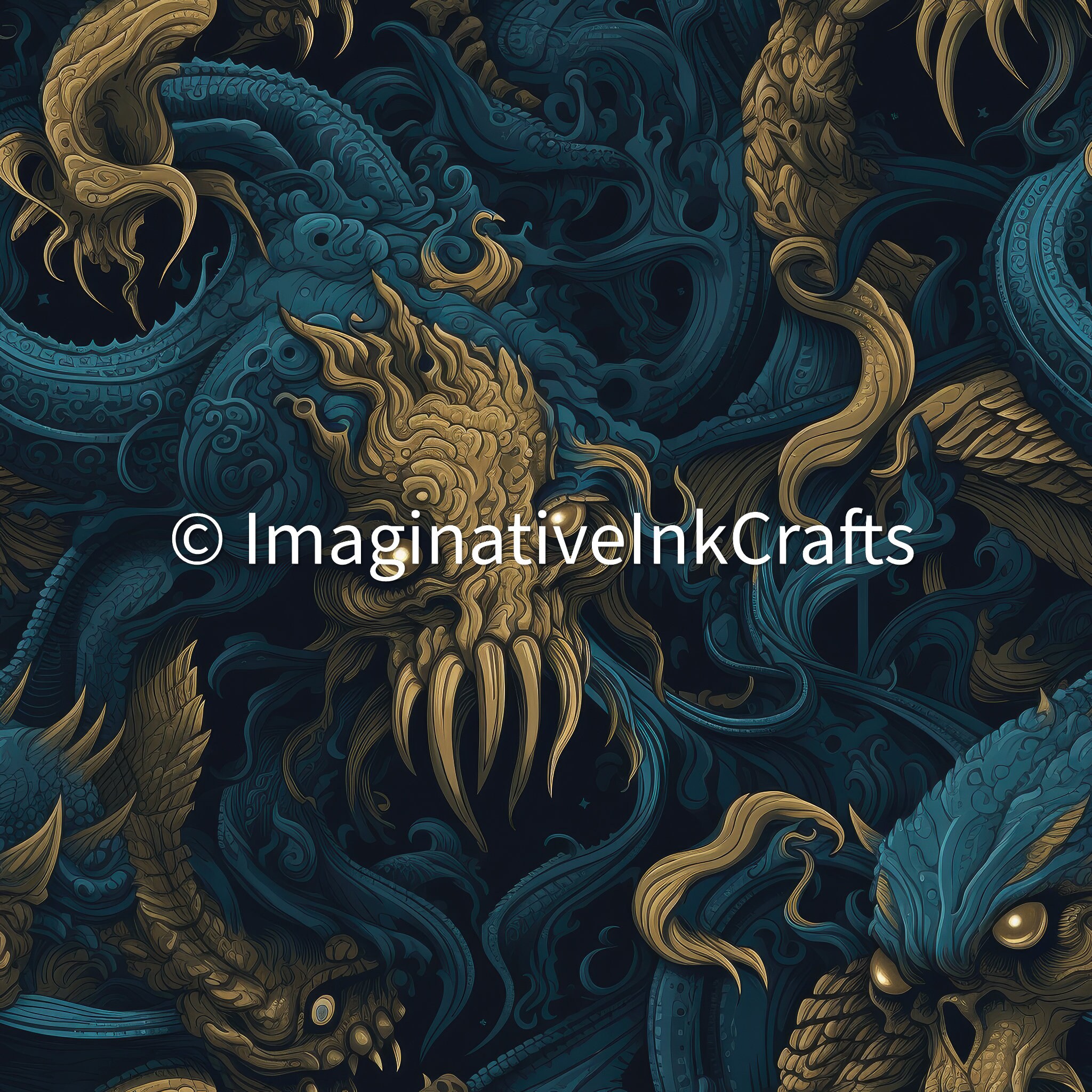 Dark Mythical Creatures: Collection of 20 Seamless Image Patterns - Etsy