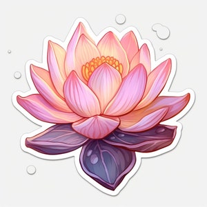 Colorful Lotus Flower Sticker - Etsy