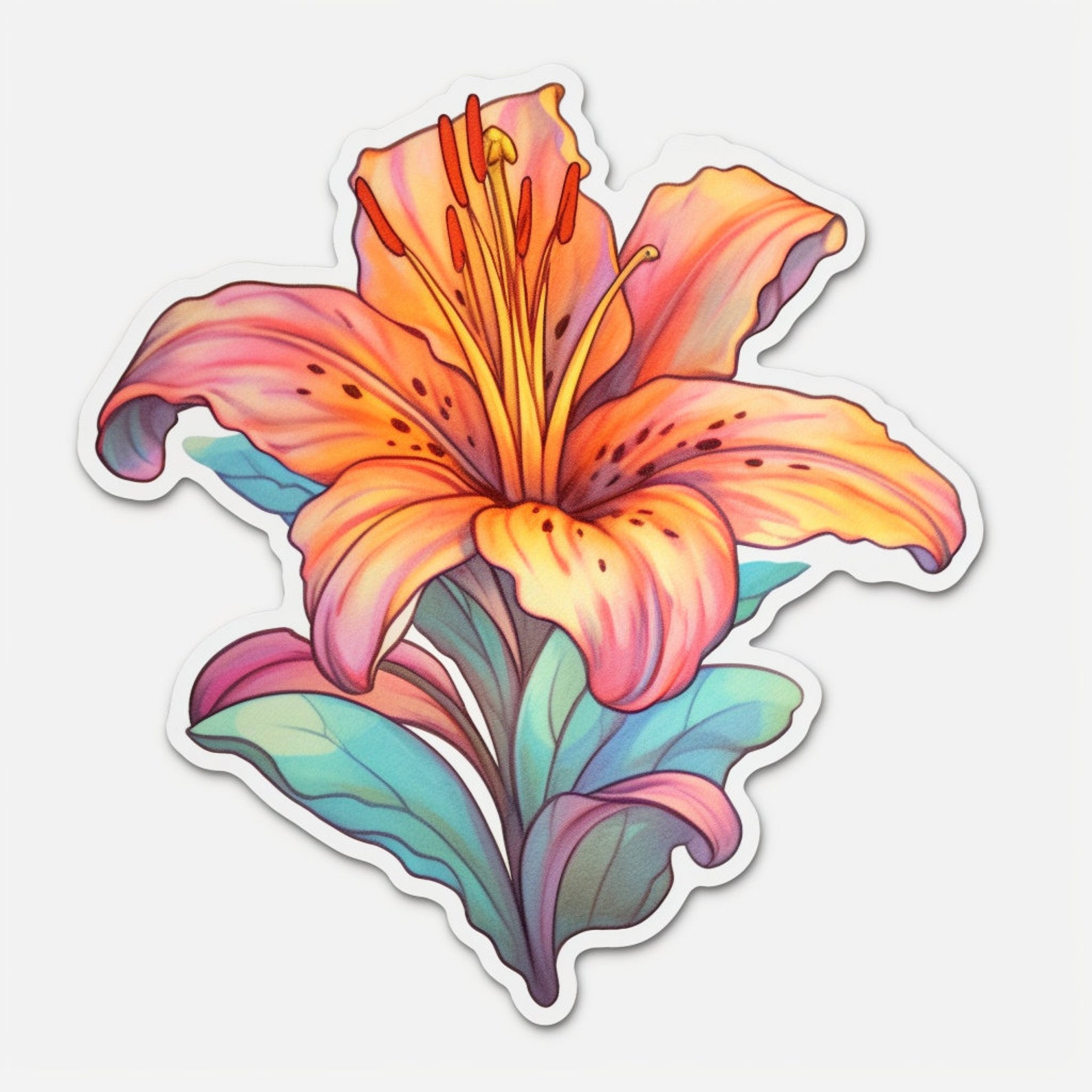 Colorful Tiger Lily Sticker - Etsy