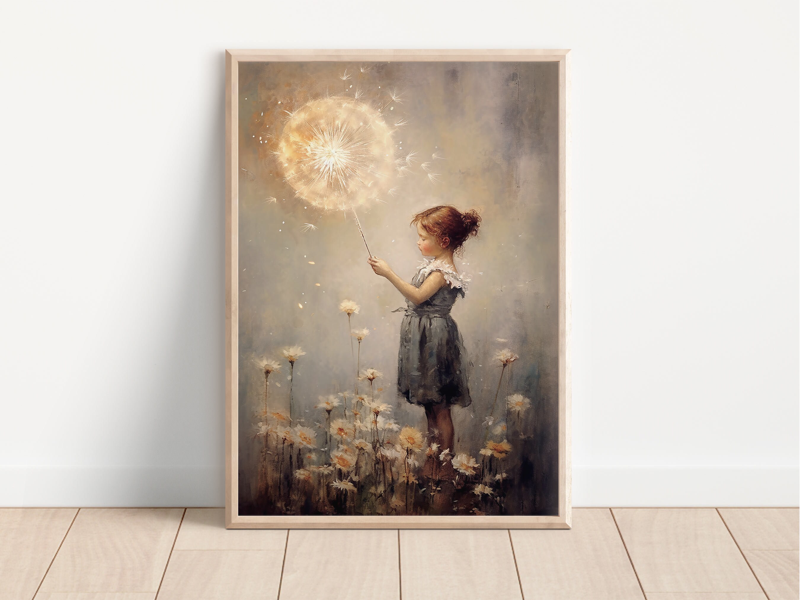 Nursery Kids Dandelion Wish Magical Wall Art Print Fairy Child Painting ...
