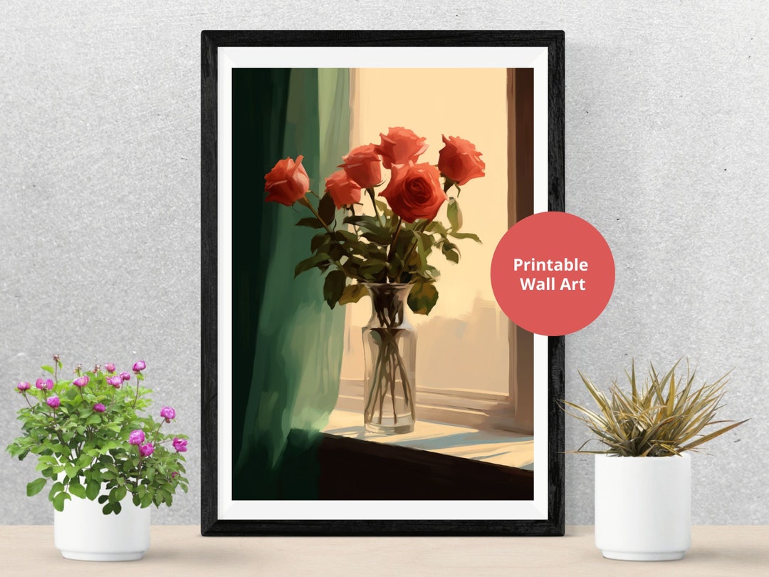 Still Life Roses Painting Printable, Vintage Flower Art, Floral Art ...