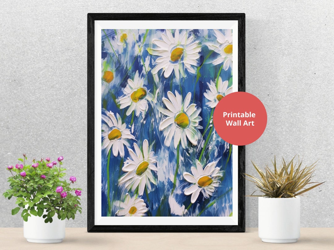 Daisies Wall Art Printable, Abstract Flowers Floral Daisy Print Poster ...
