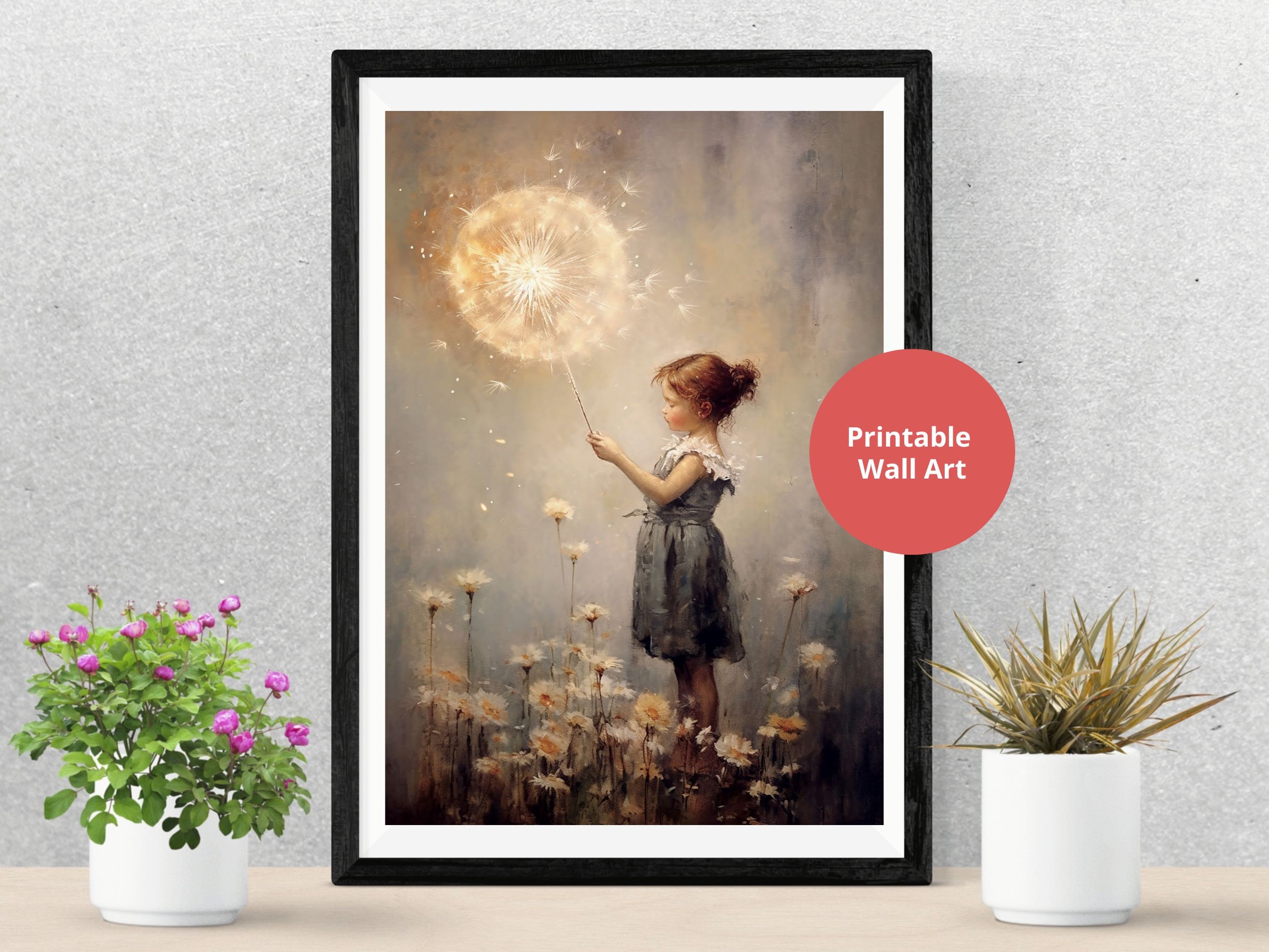 Nursery Kids Dandelion Wish Magical Wall Art Print Fairy Child Painting ...