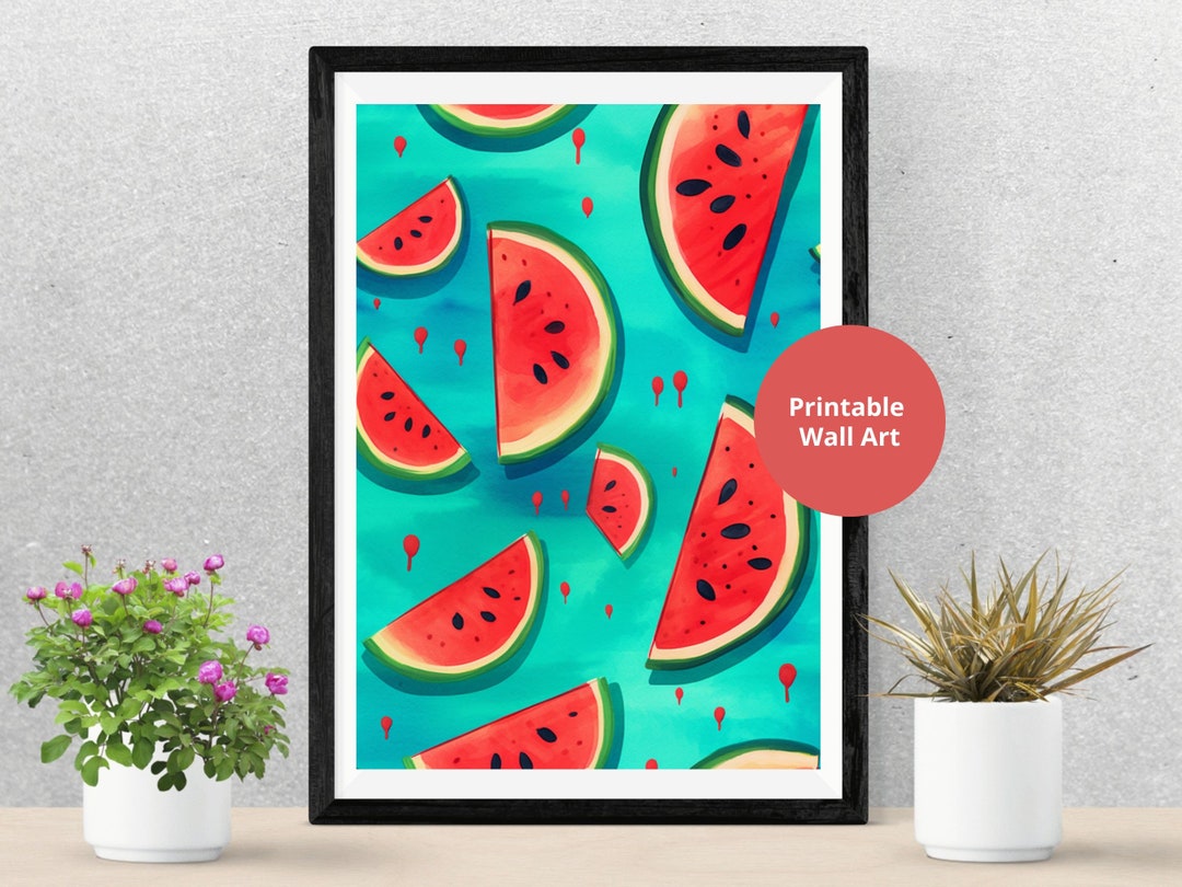 Watermelon Slice Print Printable Wall Art, Summer Fruit Poster ...