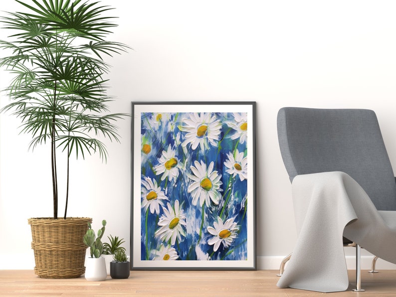 Daisies Wall Art Printable, Abstract Flowers Floral Daisy Print Poster ...