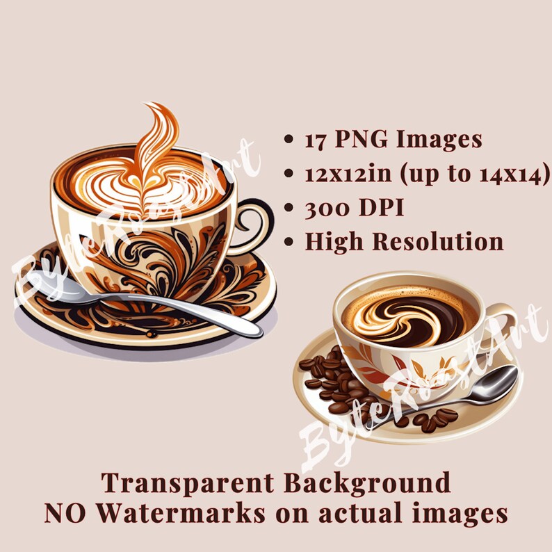 Coffee Clipart 300DPI 4kx4k PNG High Quality Commercial Use - Etsy