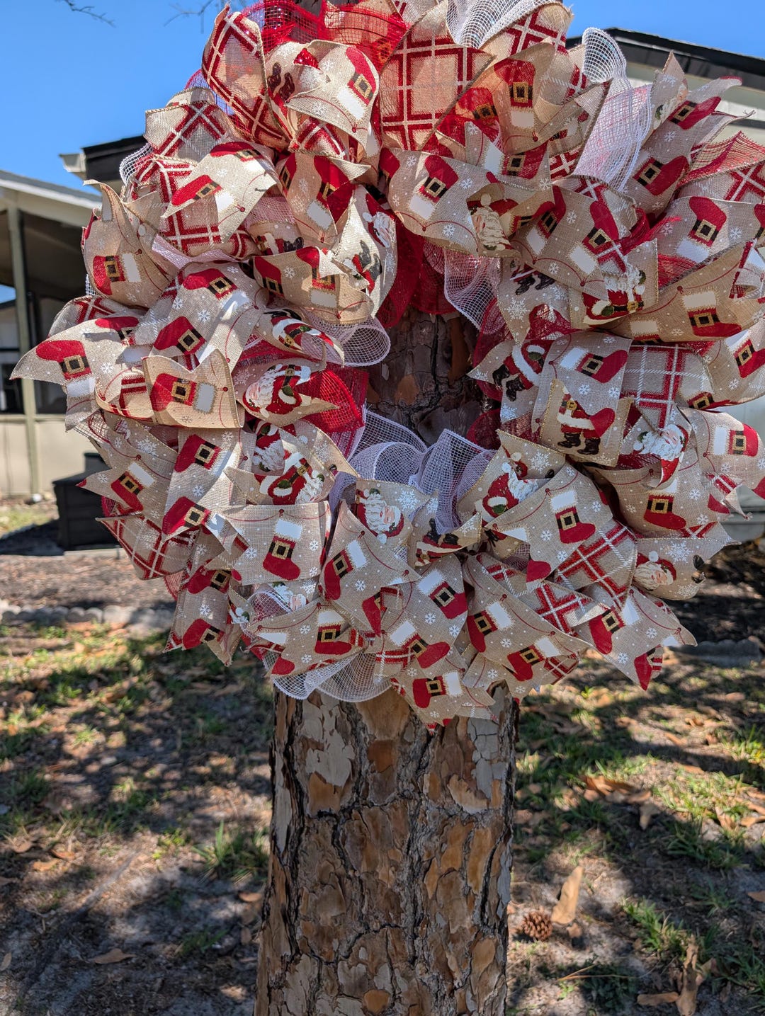Santa and Stocking Wreath - Etsy