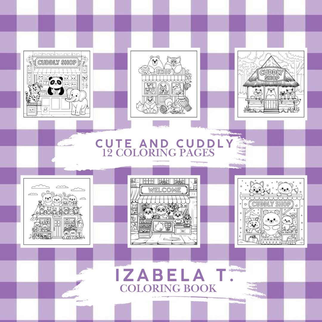 Bold and Easy Cuddly Shop: 12 Coloring Pages Digital Download - Etsy
