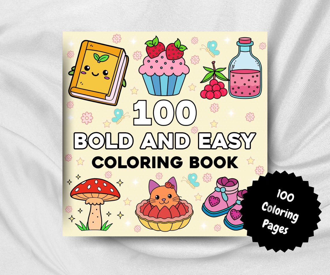 100 Bold and Easy Coloring Pages | Simple Fun Designs | Digital ...