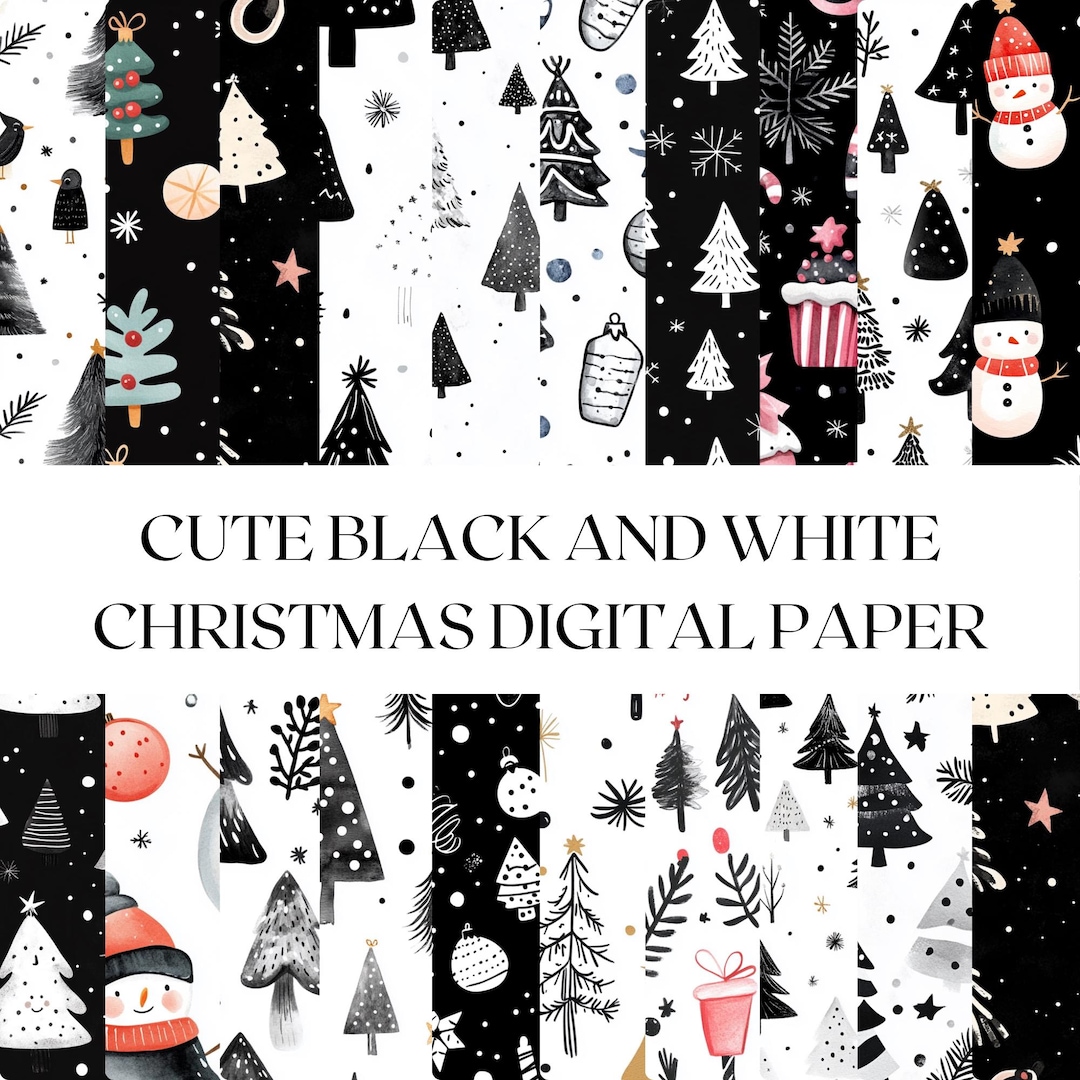 Black and White Christmas Digital Paper – 20+ HD Patterns for ...