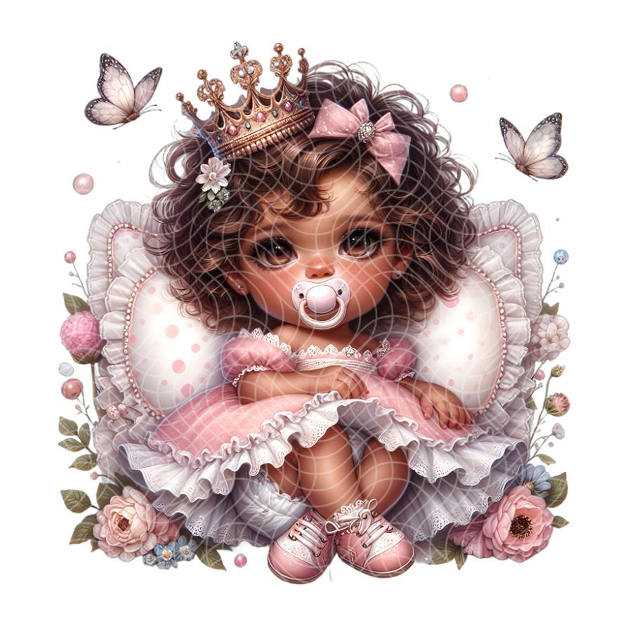 Digital Clipart Cute Baby Girl Princess Pink, Crown, Illustration ...