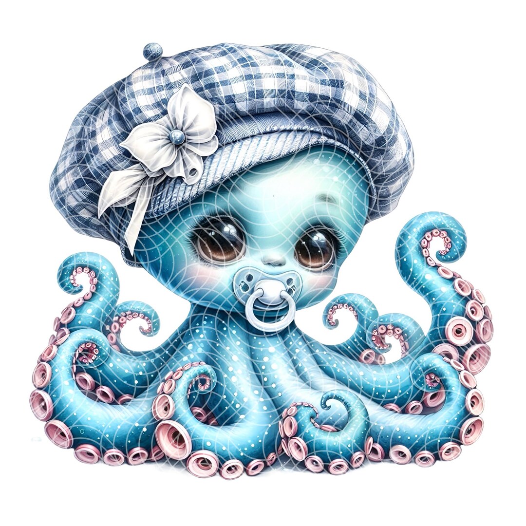 Digital Clipart Cute Baby Octopus, Illustration, Download, 5 PNG Files ...