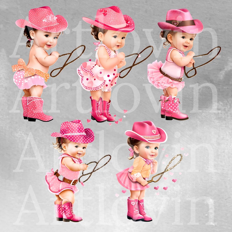 Digital Clipart Little Cowgirls - Etsy