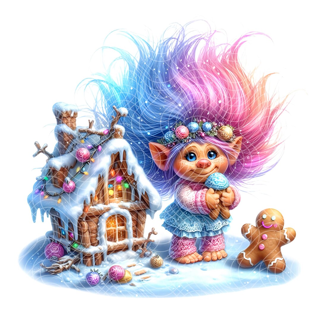 Digital Clipart Blue Winter Troll, Milk and Cookies, Gingerbread ...