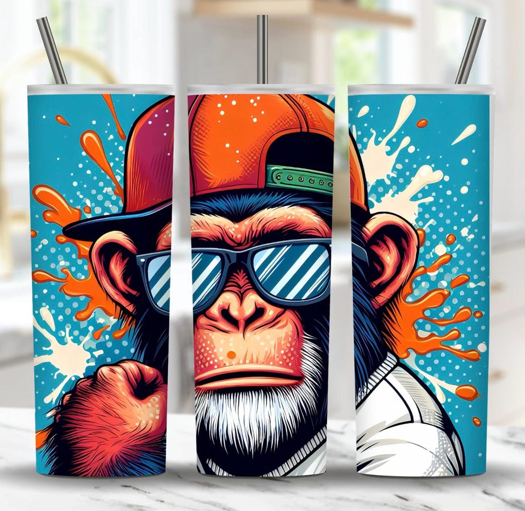 Retro Popart Ape Tumbler Wrap 20 Oz Skinny Tumbler Sublimation Design ...
