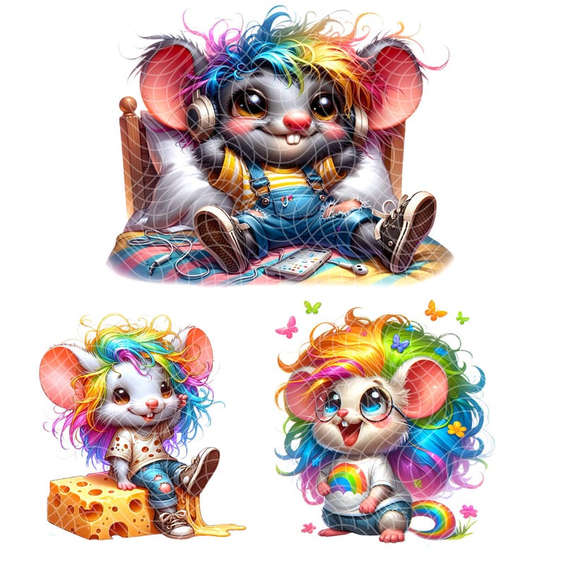 Digital Clipart Mice, Illustration, Download, Bundle, 16 PNG Files ...