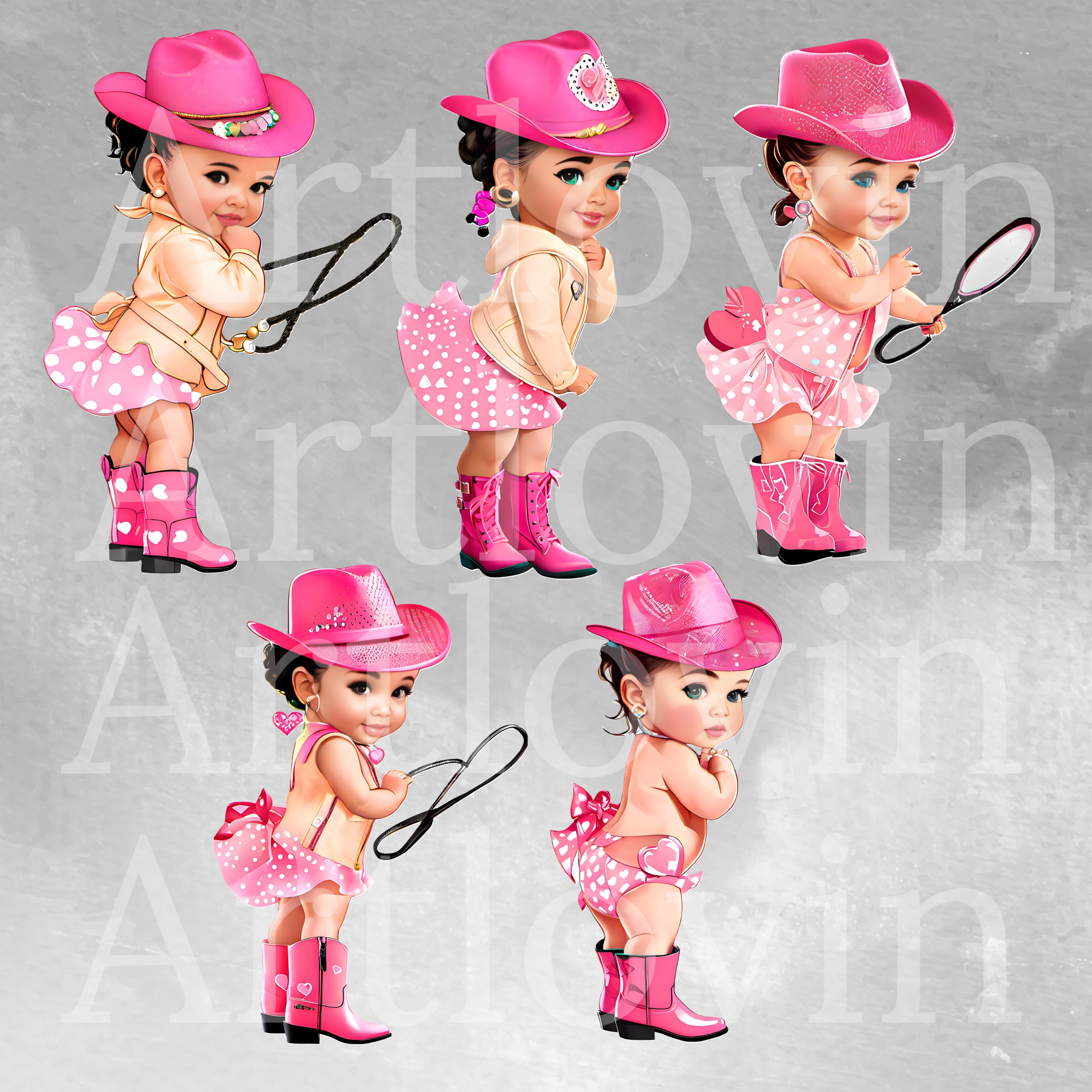 Digital Clipart Little Cowgirls No3 - Etsy