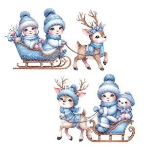 Digital Clipart Cute Winter Kids, Illustration, Download, Bundle, 22 ...