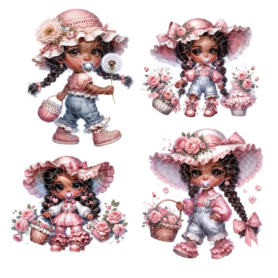 Digital Clipart, Illustration, Download, Bundle, PNG Files, Cute Girls ...