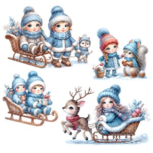 Digital Clipart Cute Winter Kids, Illustration, Download, Bundle, 22 ...