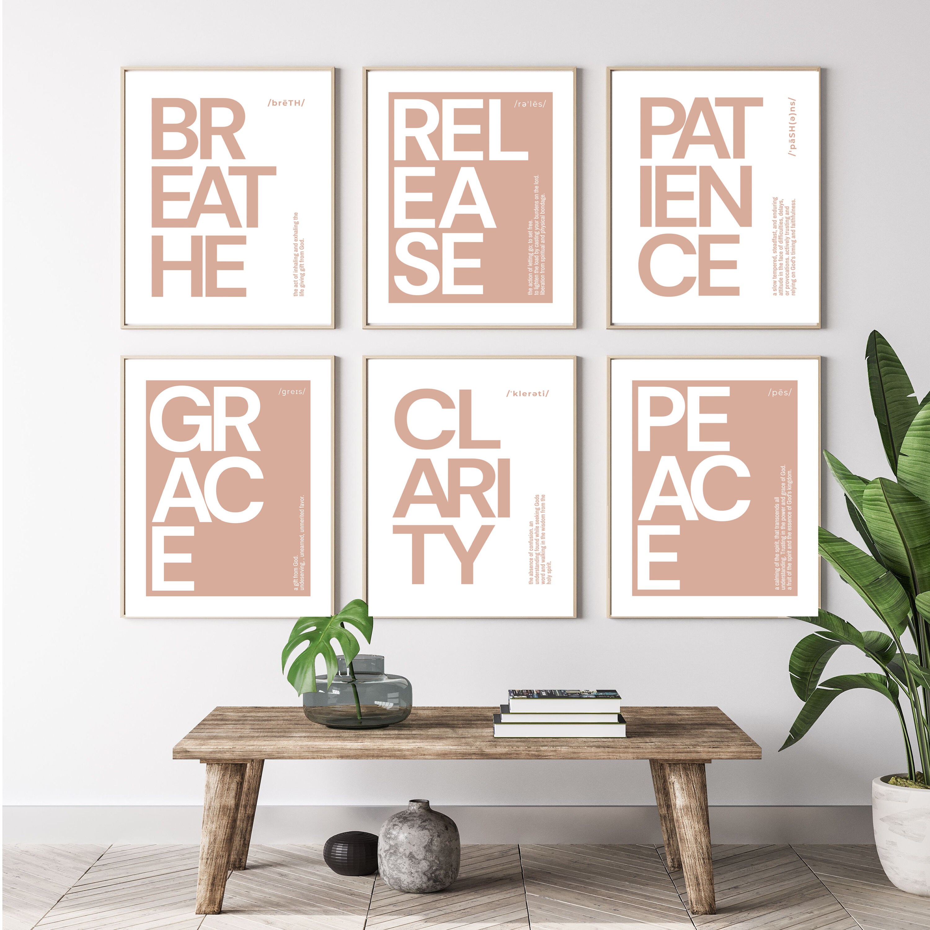 Modern Christian Gallery Wall Art Set of 6 Faith Based Home and Office ...