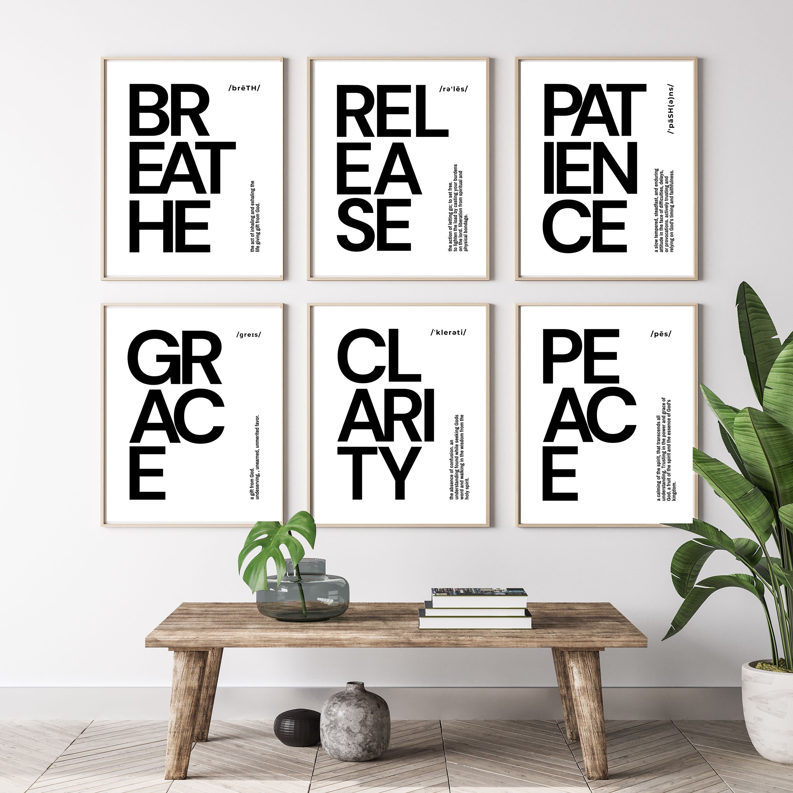 Modern Christian Gallery Wall Art Set of 6 Faith Based Home and Office ...