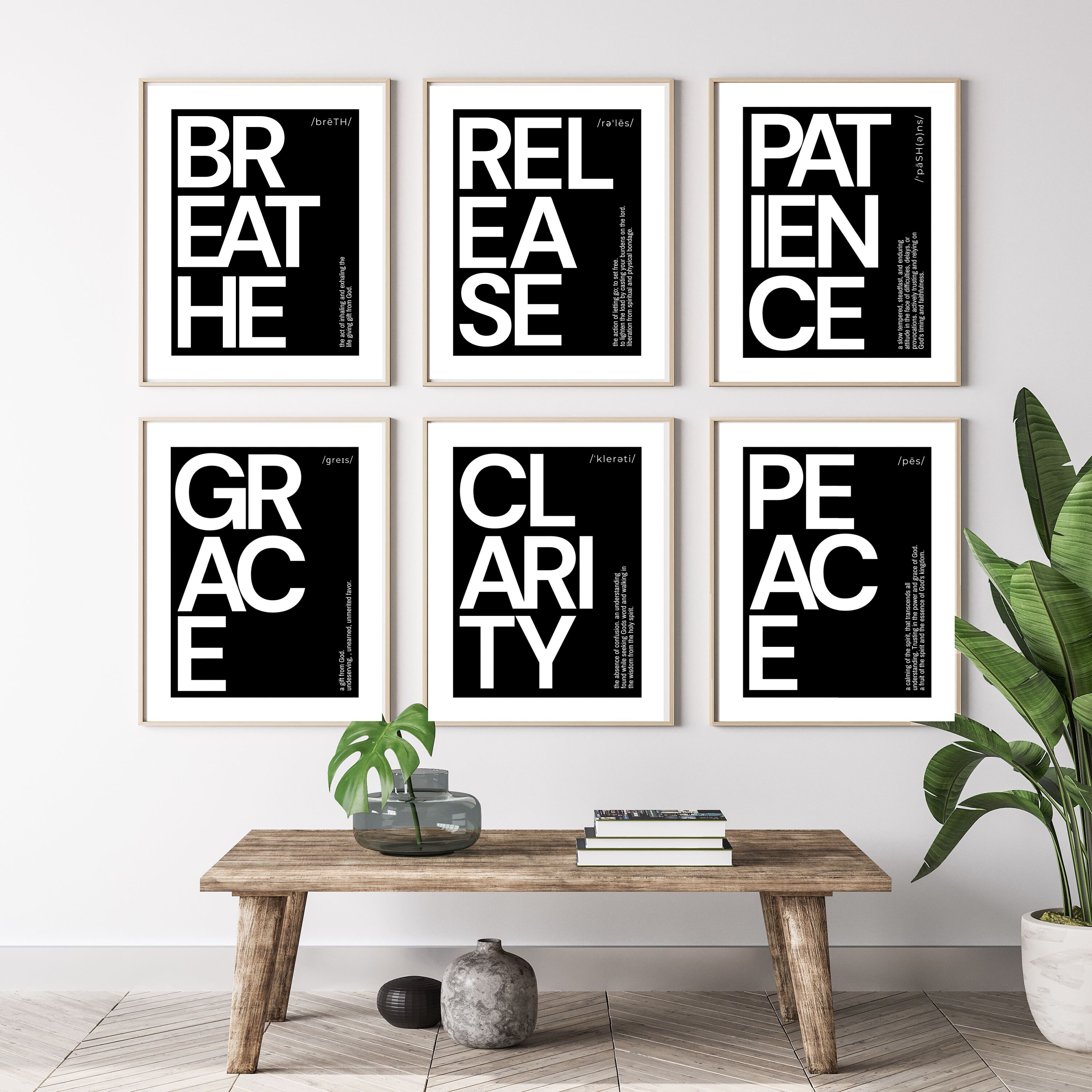 Modern Christian Gallery Wall Art Set of 6 Faith Based Home and Office ...