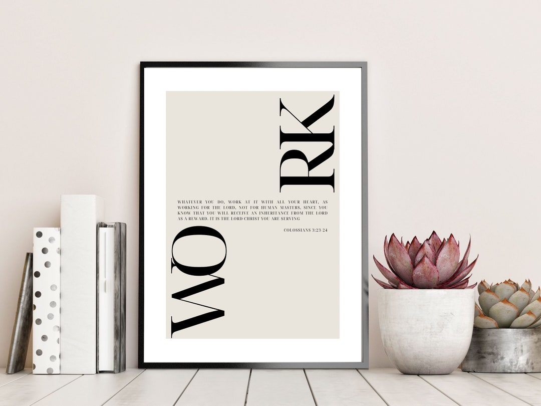Colossians 3:23-24, Work Bible Verse Printable, Modern Christian Wall ...