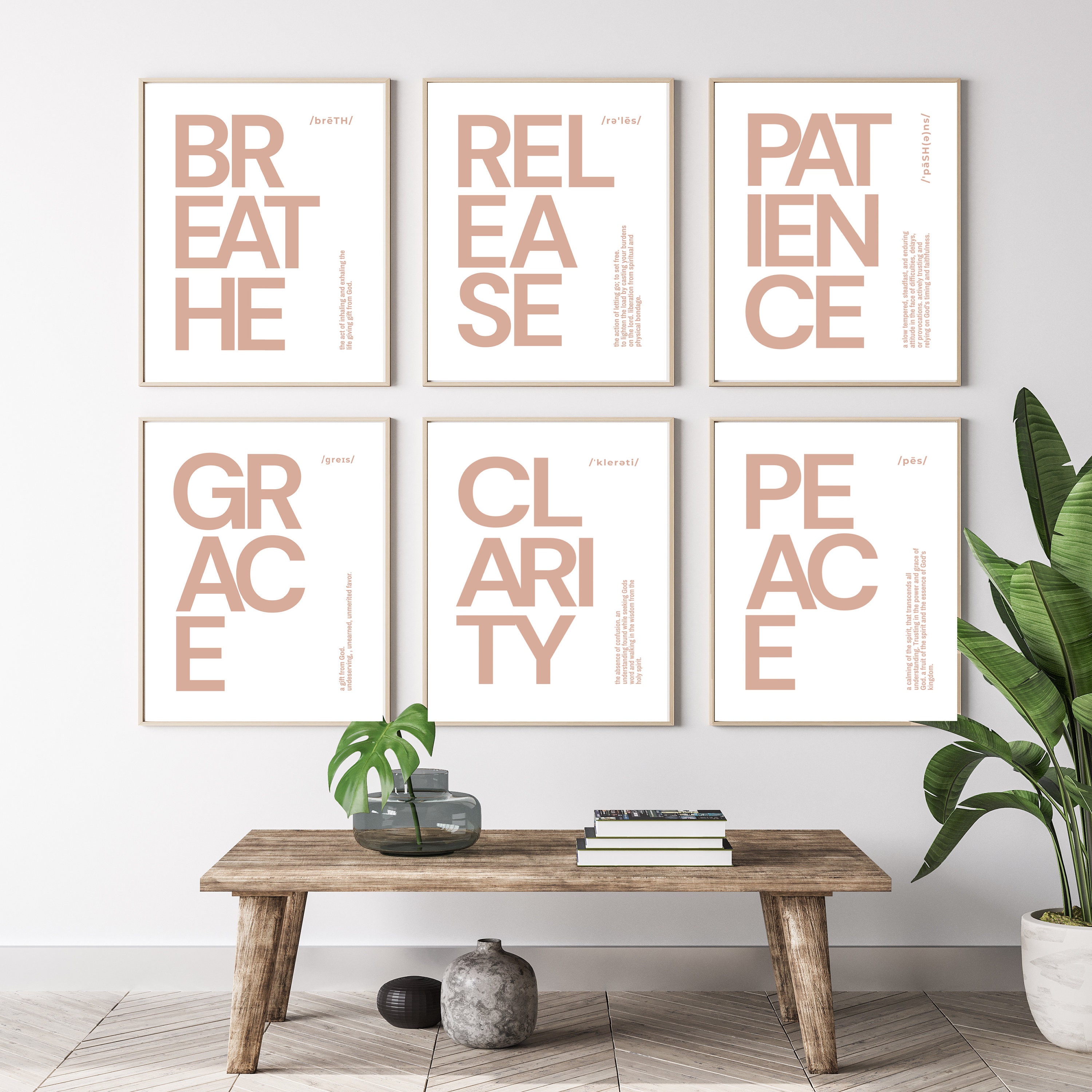 Modern Christian Gallery Wall Art Set of 6 Faith Based Home and Office ...