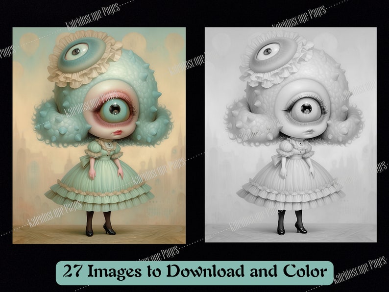Mesmer-eye-zing Monsters 1 Coloring Set | Printable Digital Download - Etsy