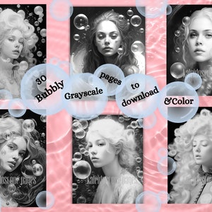 Bubbles Vol.1 Grayscale Coloring Set Printable Digital Download - Etsy