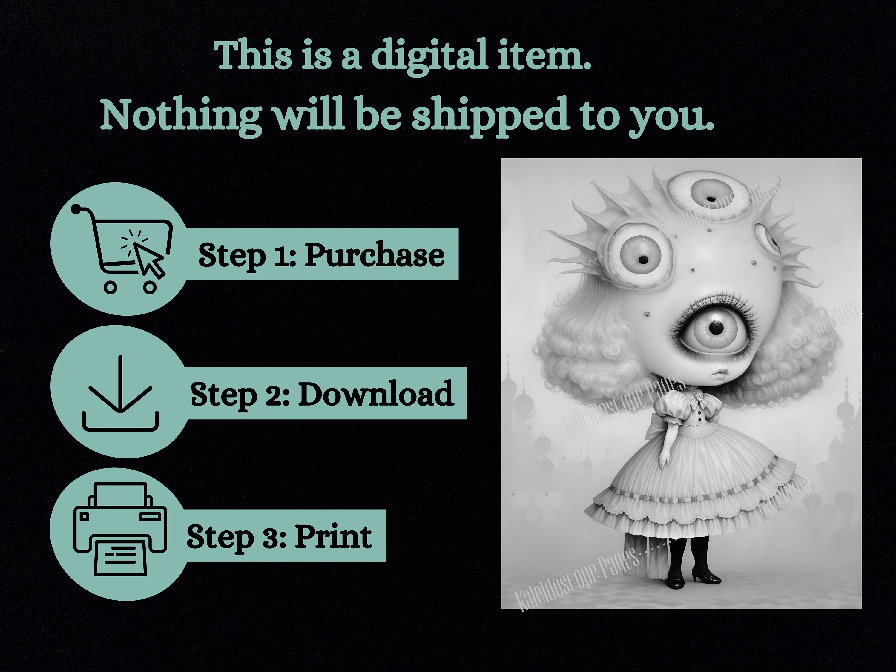 Mesmer-eye-zing Monsters 2 Coloring Set | Printable Digital Download - Etsy