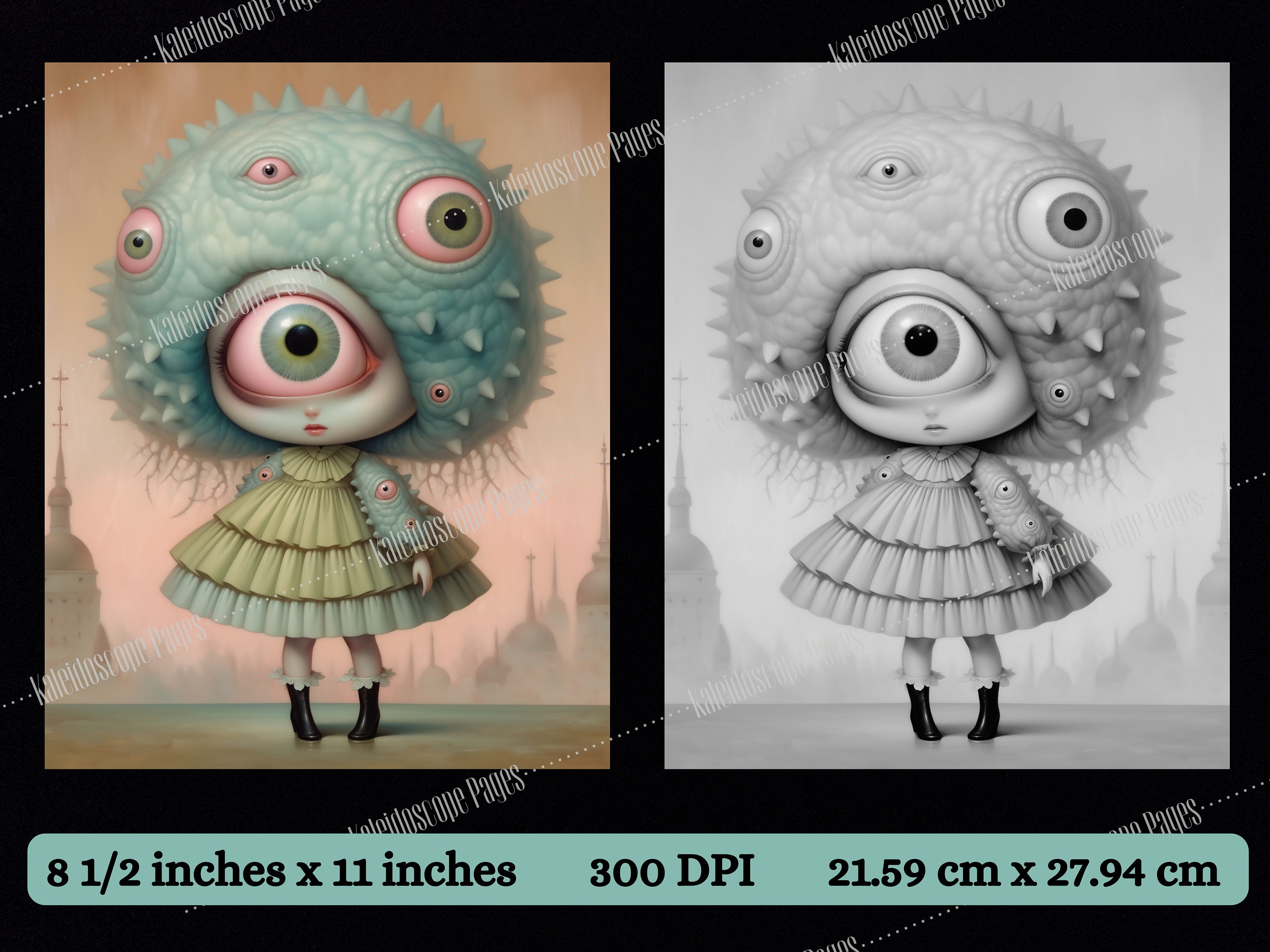 Mesmer-eye-zing Monsters 1 Coloring Set | Printable Digital Download - Etsy