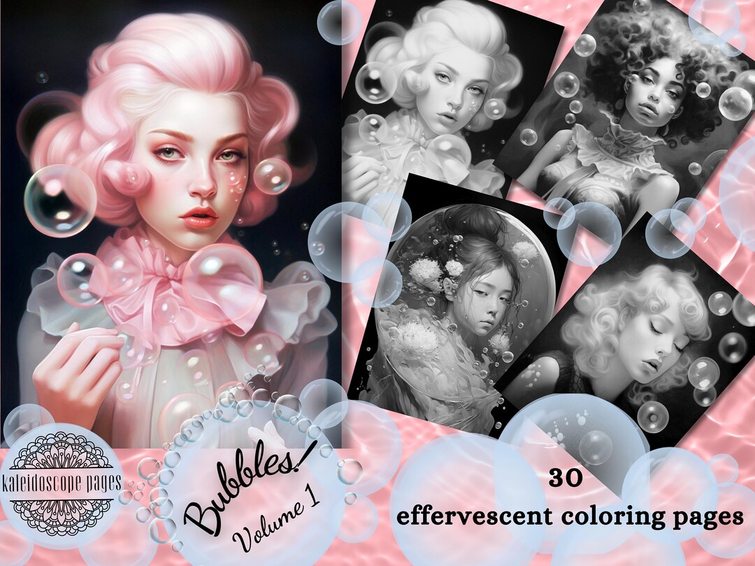 Bubbles Vol.1 Grayscale Coloring Set Printable Digital Download - Etsy