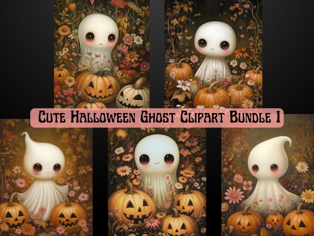 Cute Halloween Ghosts Clipart Bundle 1 | Printable Digital Download - Etsy