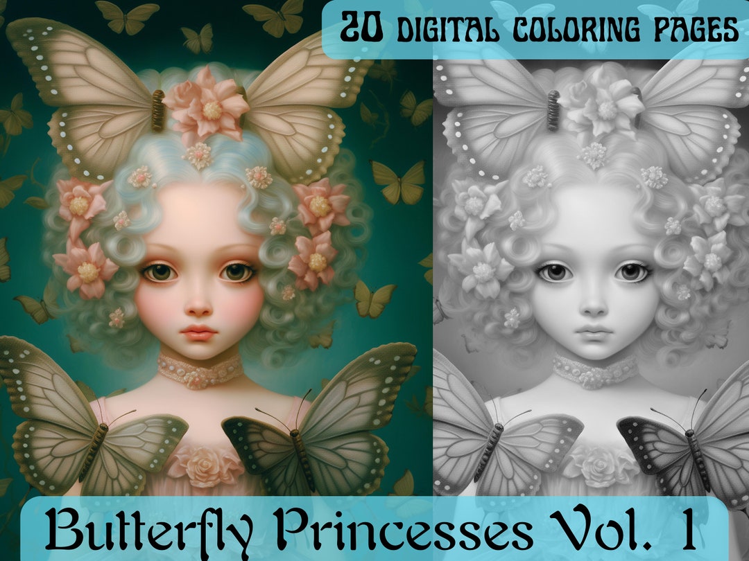 Butterfly Princesses Vol. 1 Coloring Set | Printable Digital Download ...