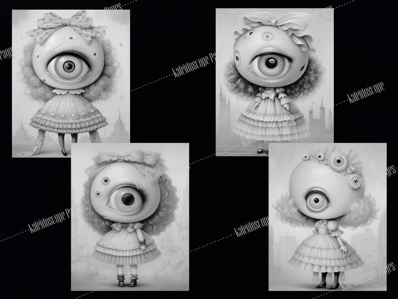 Mesmer-eye-zing Monsters 1 Coloring Set | Printable Digital Download - Etsy