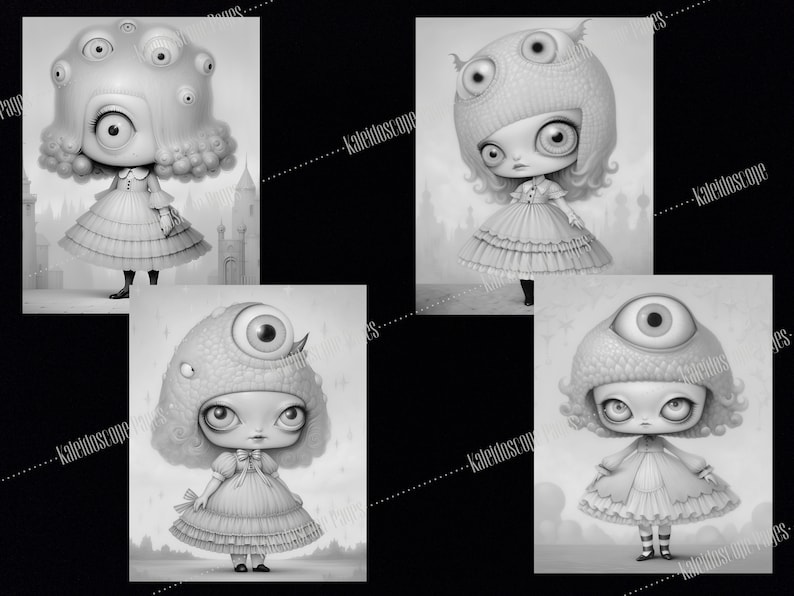 Mesmer-eye-zing Monsters 1 Coloring Set | Printable Digital Download - Etsy