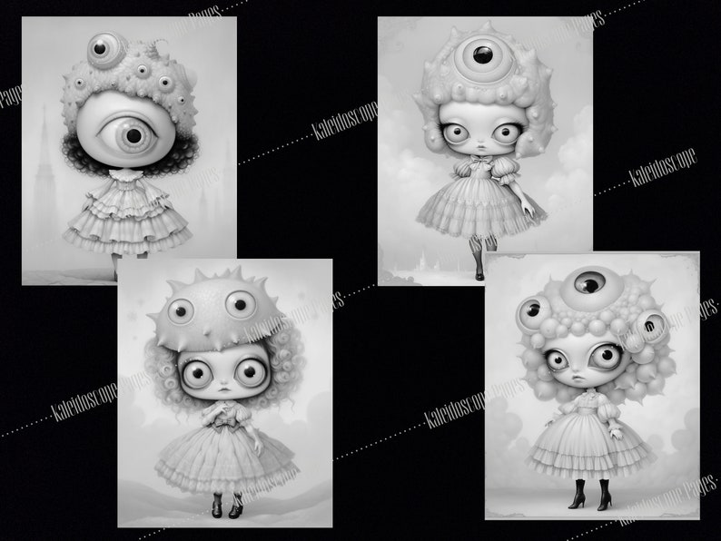 Mesmer-eye-zing Monsters 2 Coloring Set | Printable Digital Download - Etsy