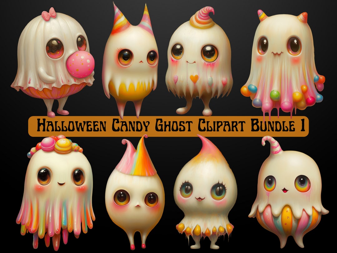 Halloween Candy Ghosts Clipart Bundle 1 | Printable Digital Download - Etsy