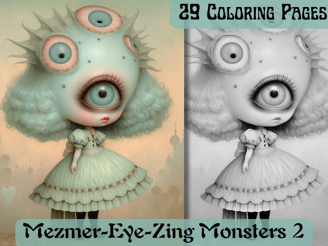 Mesmer-eye-zing Monsters 2 Coloring Set | Printable Digital Download - Etsy