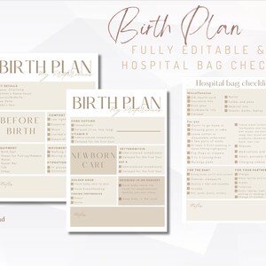 Birth Plan Template, Pink Natural Birth Pan Editable and Printable FREE ...