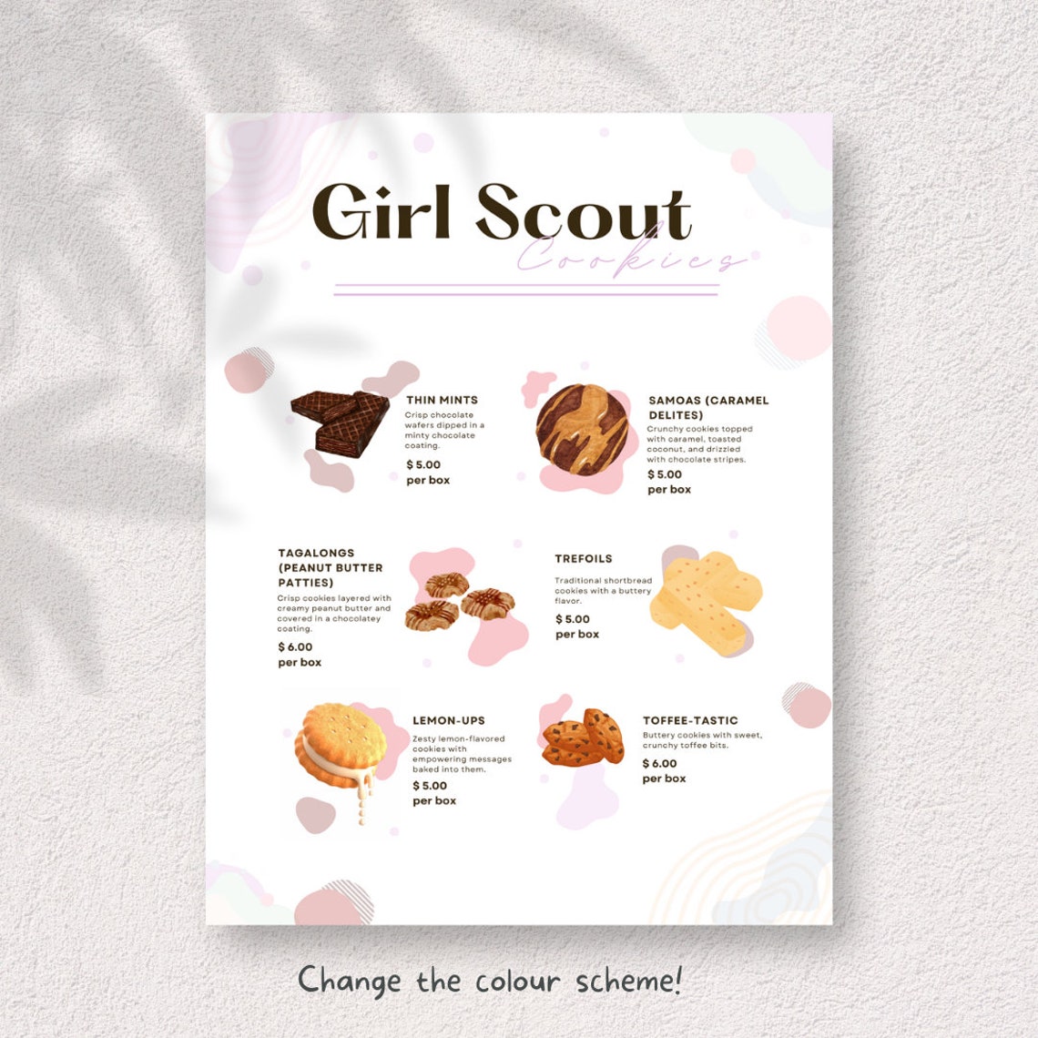 Editable Price List Cookie Price List Template Girl Scout Cookies Canva ...