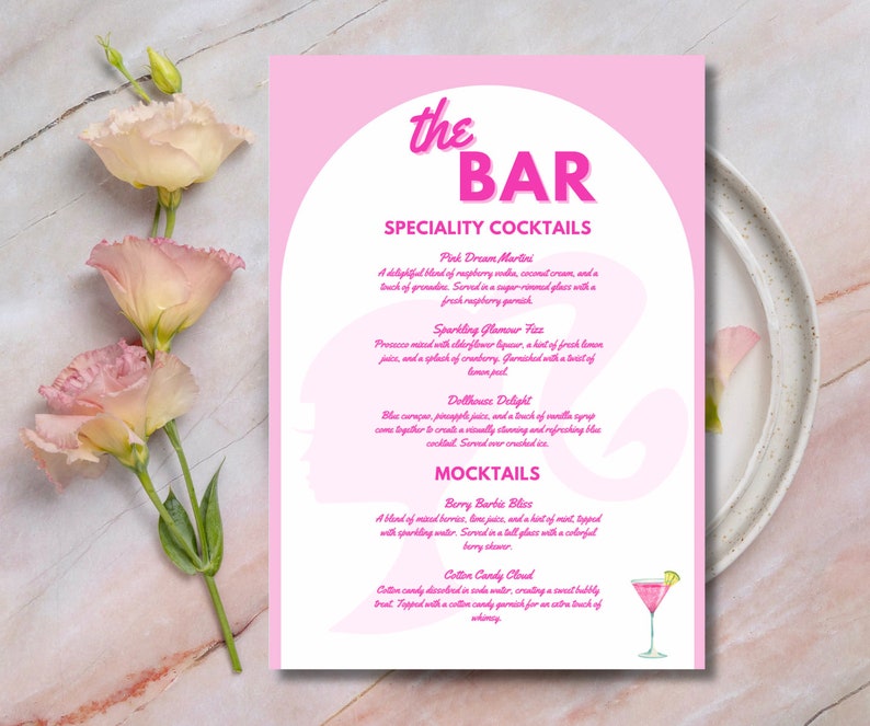 Editable Drinks Menu Template Sign | Cocktail Menu | Bar Menu Template ...
