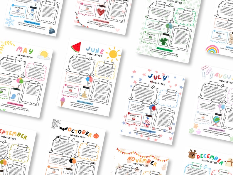 Newsletter Template, Editable Newsletter, Monthly Newsletter, School ...