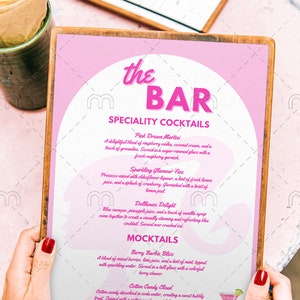 Editable Drinks Menu Template Sign | Cocktail Menu | Bar Menu Template ...