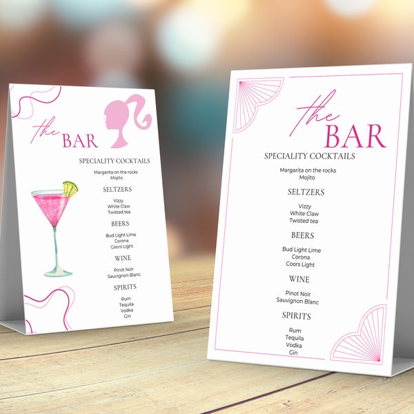 Barbie Themed Menu Template - Etsy