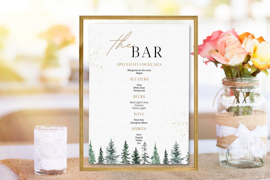 Winter Bar Menu Sign Template, Christmas Holiday Wedding, Winter ...