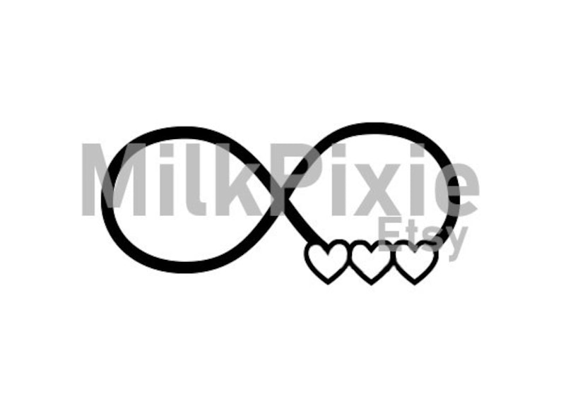 Infinity Symbol 3 Hearts PNG SVG JPG Digital Download Tattoo Flash - Etsy